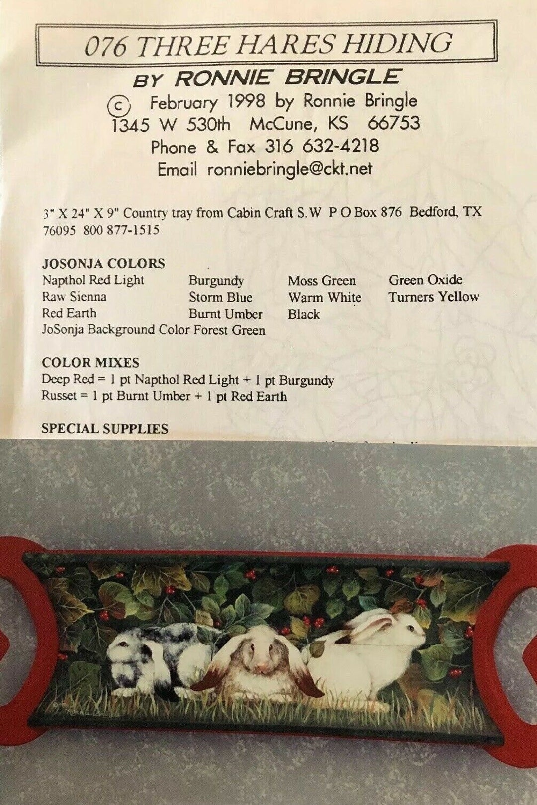 Decorative Tole Painting Pattern Packet: Three Hares Hiding by Ronnie ...