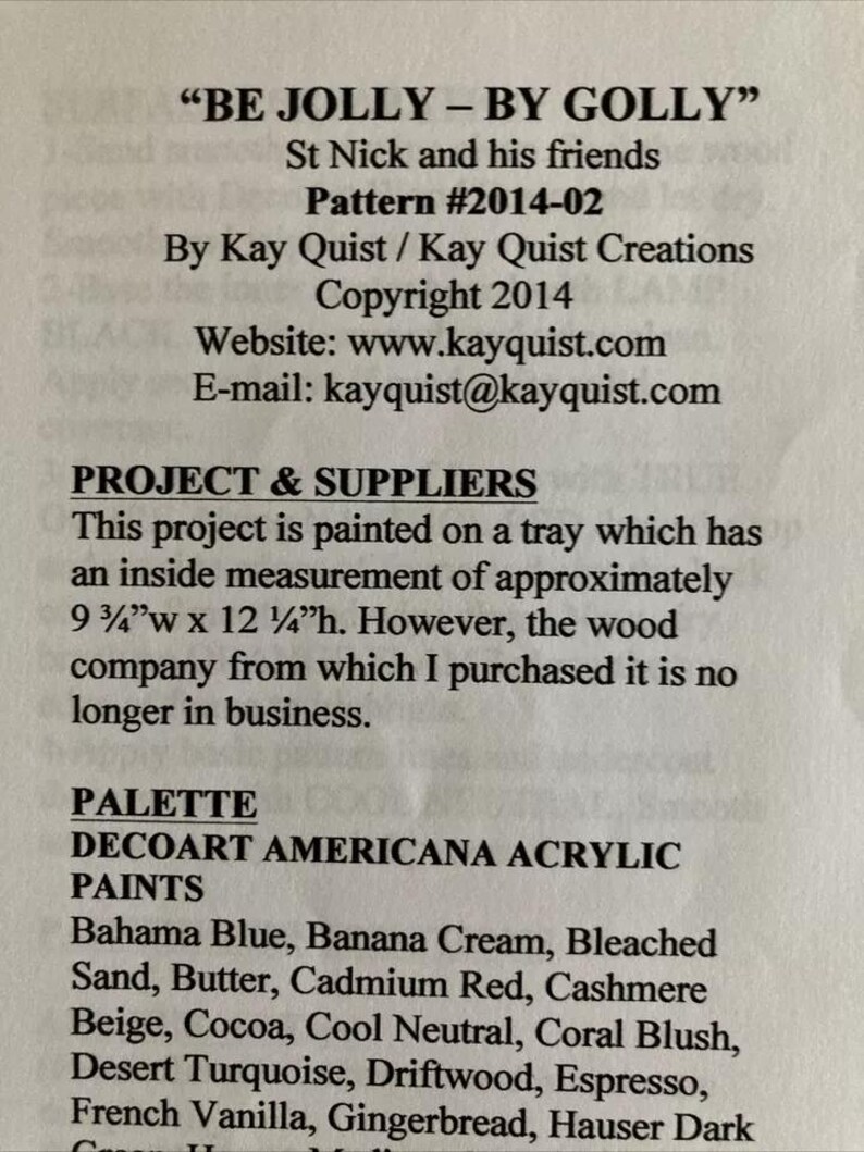 Tole Painting Pattern : Be Jolly, Be Golly Santa by Kay Quist - Etsy