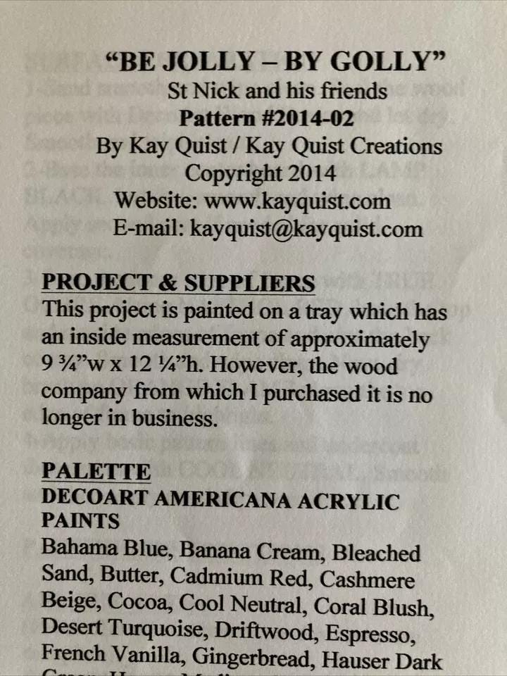 Tole Painting Pattern : Be Jolly, Be Golly Santa by Kay Quist - Etsy