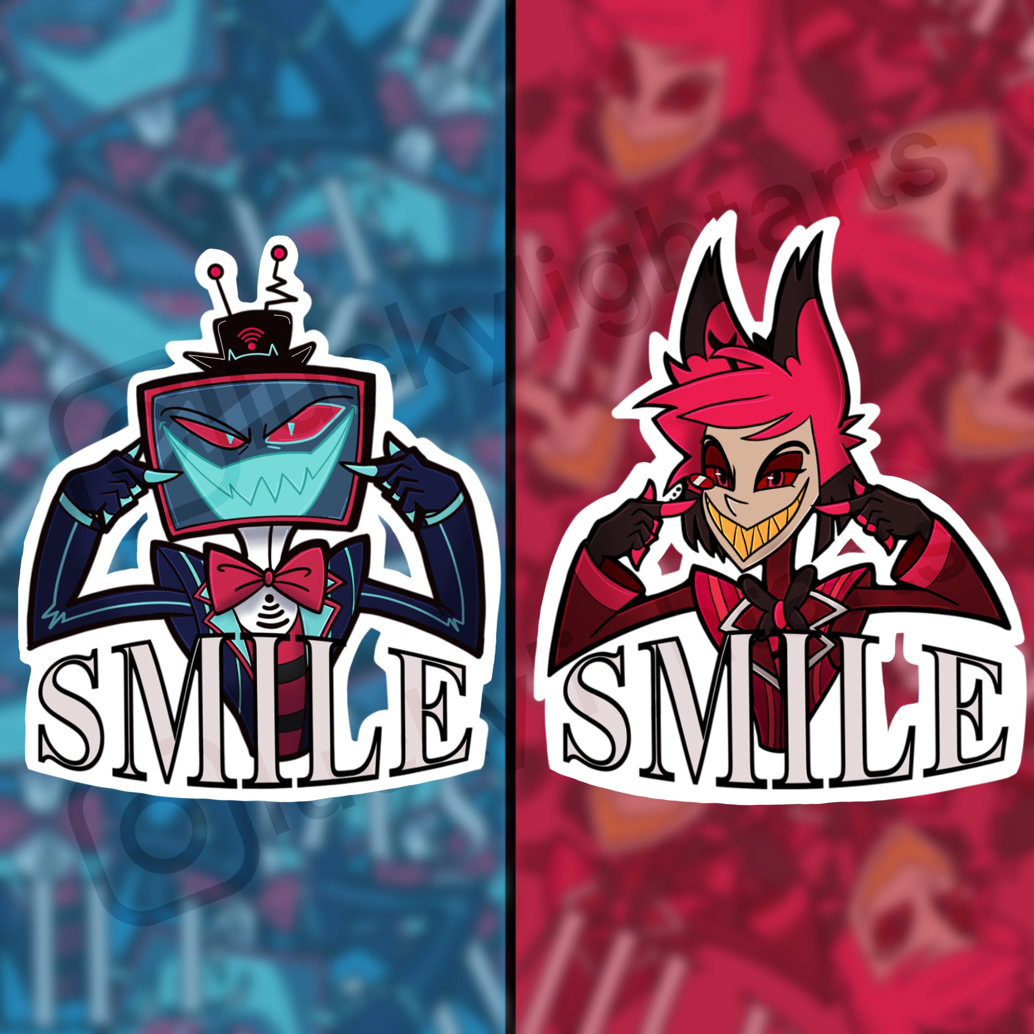 Hazbin Hotel Alastor and Vox SMILE Stickers 2 Stickers - Etsy
