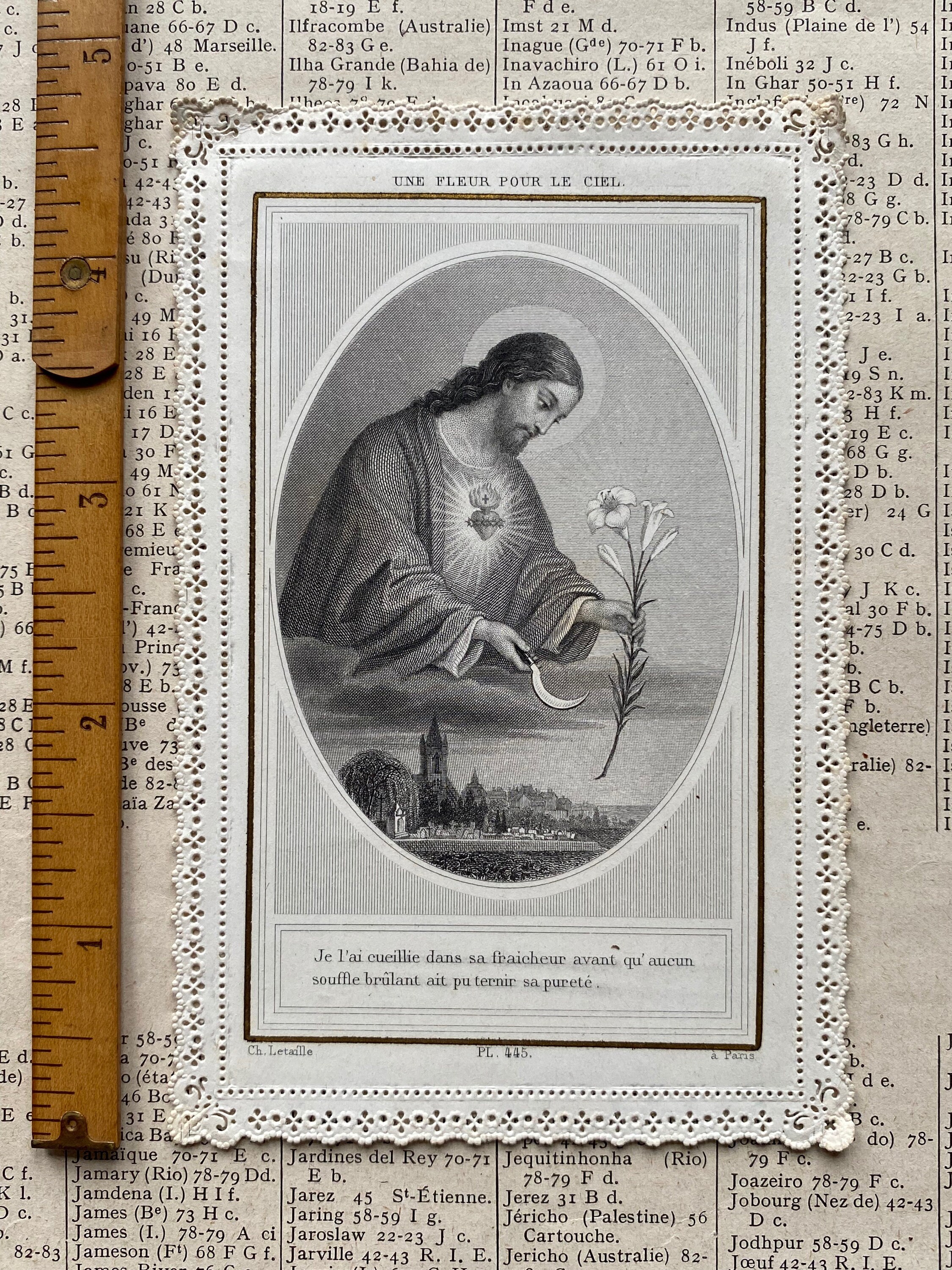 An Antique French Prayer Card, Sacred Heart - Etsy