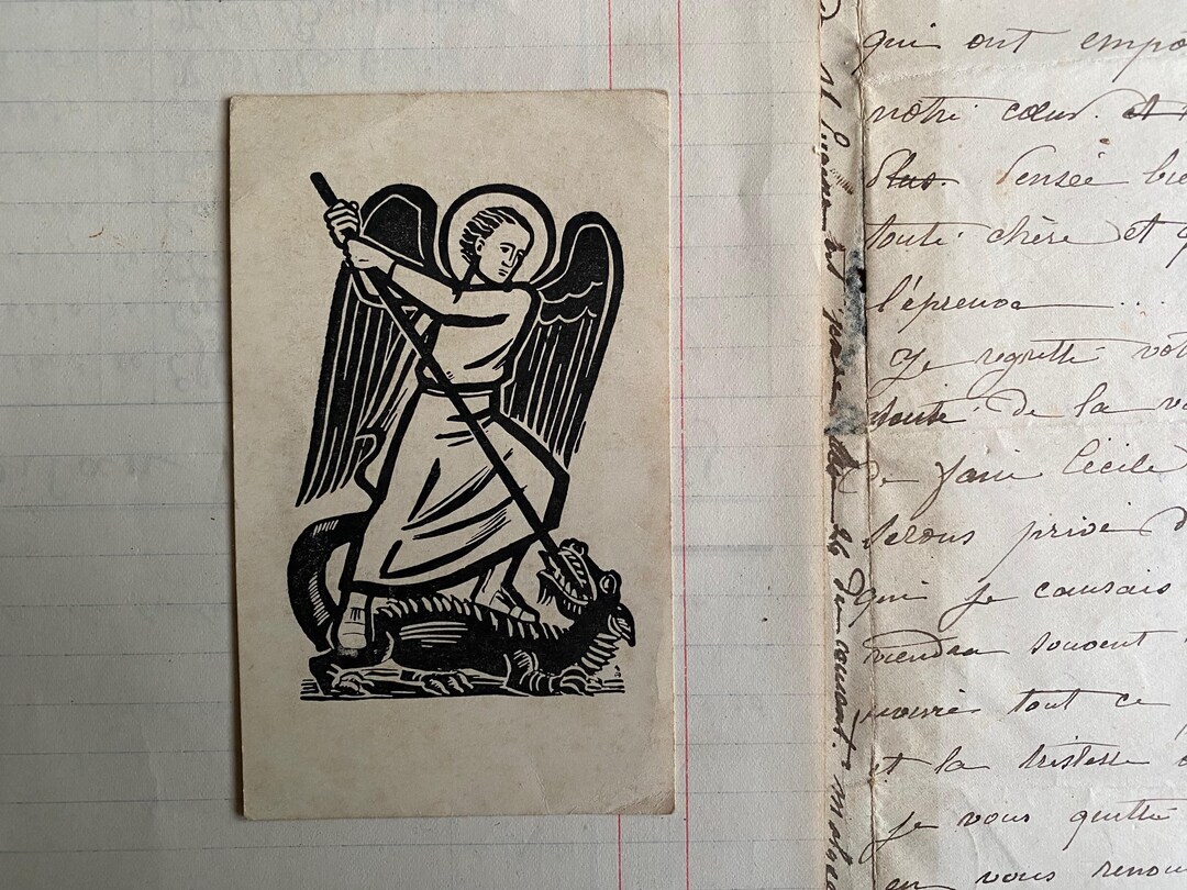A Vintage German Prayer Card, 1940, St George and the Dragon - Etsy