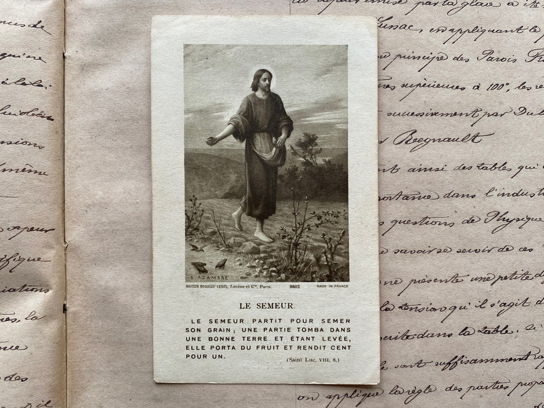 A Vintage French Prayer Card, Jesus, the Sower, Souvenir - Etsy