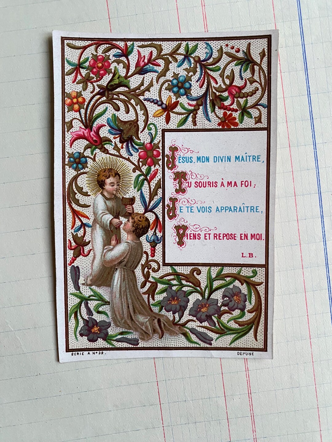 An Antique French Prayer Card, First Communion Souvenir, 1885 - Etsy