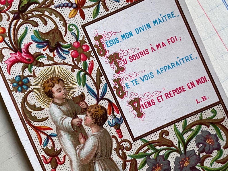 An Antique French Prayer Card, First Communion Souvenir, 1885 - Etsy