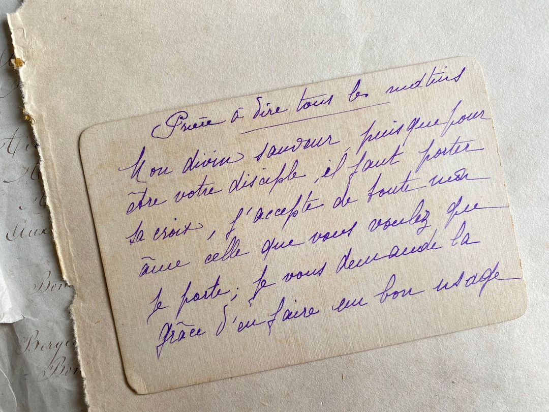 An Antique French Handwritten Prayer Card - Etsy