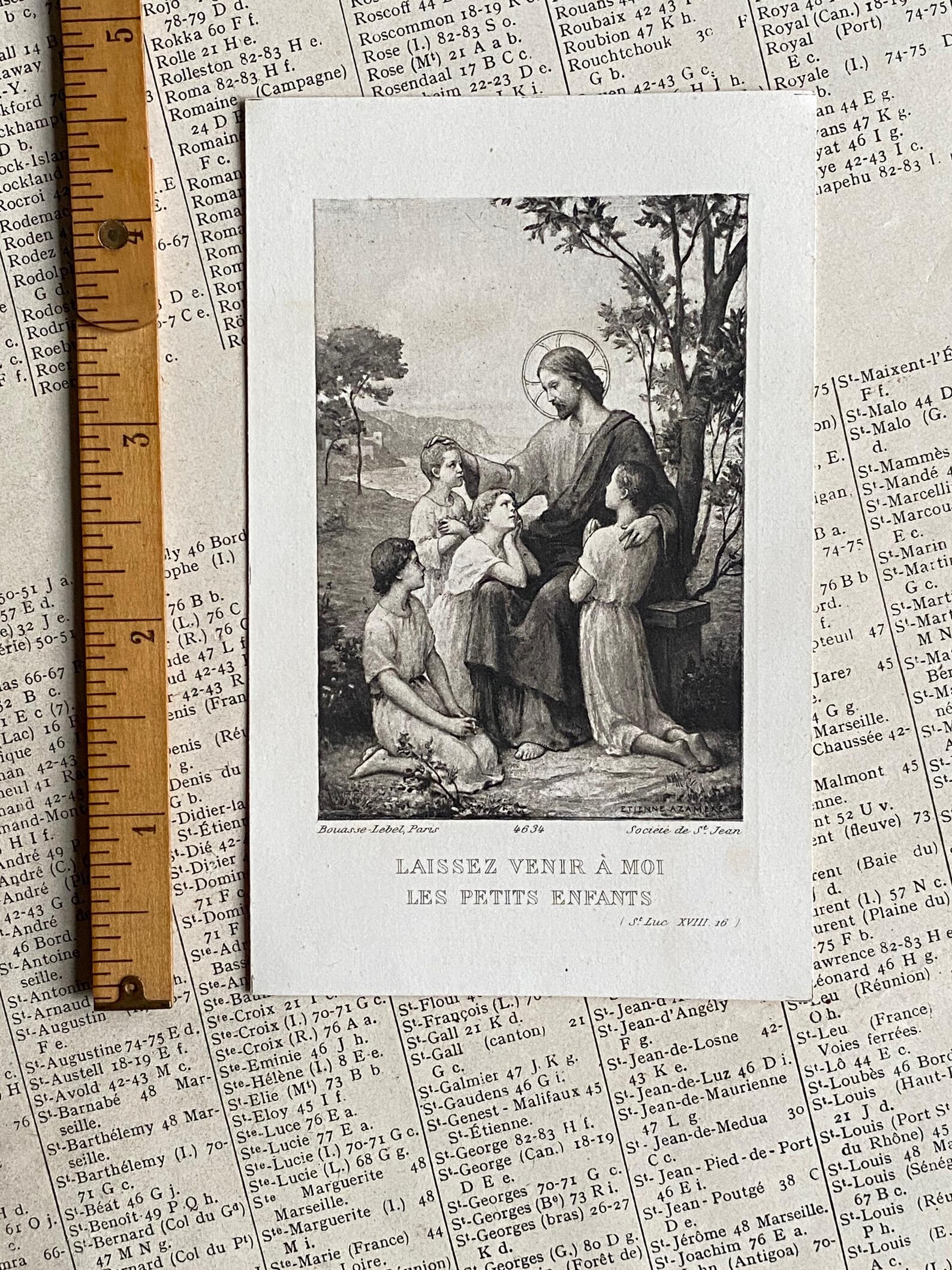 A Vintage French Prayer Card, Jesus Surrounded by Children - Etsy