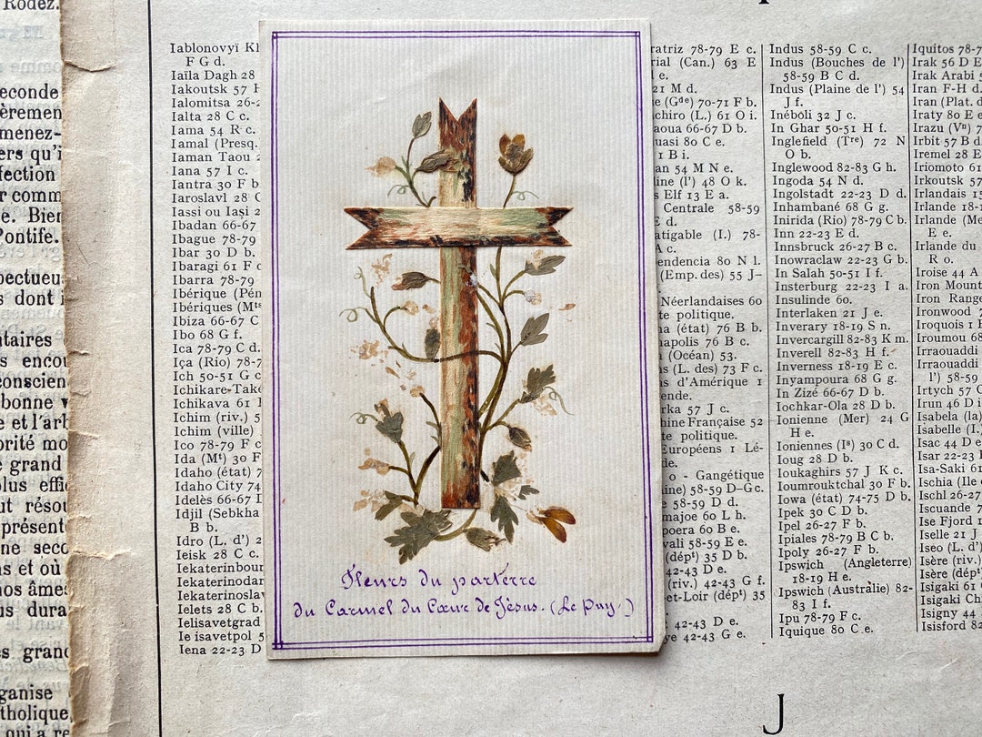 Handmade Vintage French Prayer Card, Pressed Flowers - Etsy