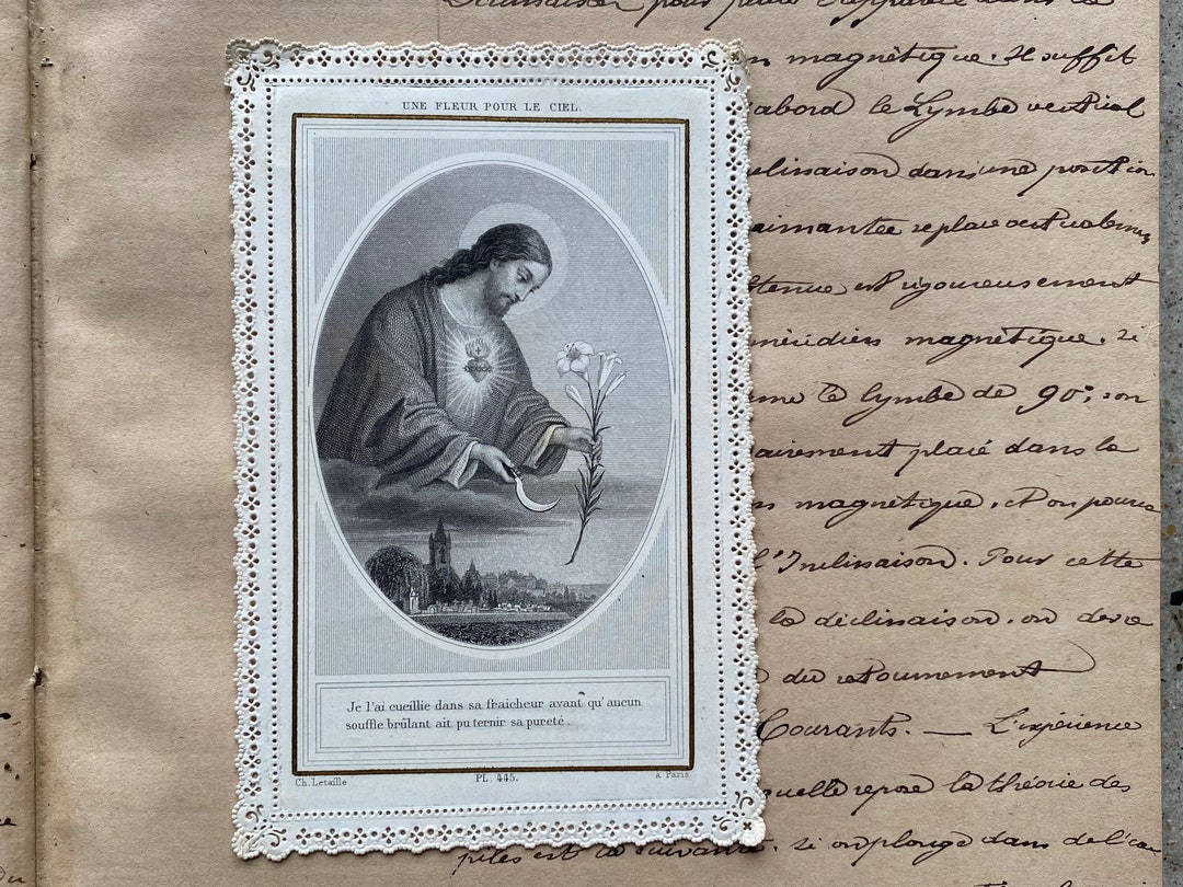 An Antique French Prayer Card, Sacred Heart - Etsy