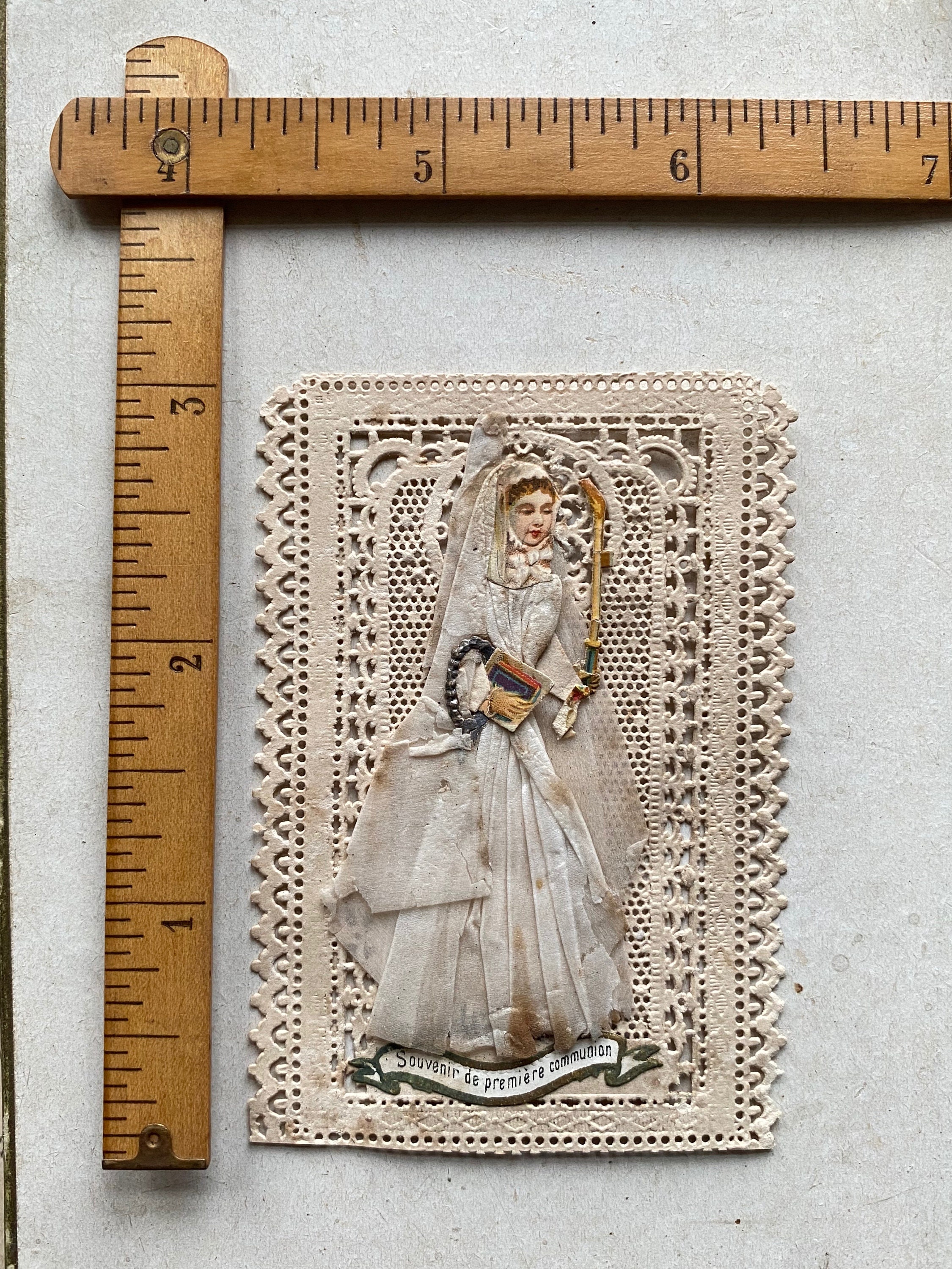 An Antique French First Communion Souvenir Card, Lace Cut Card - Etsy