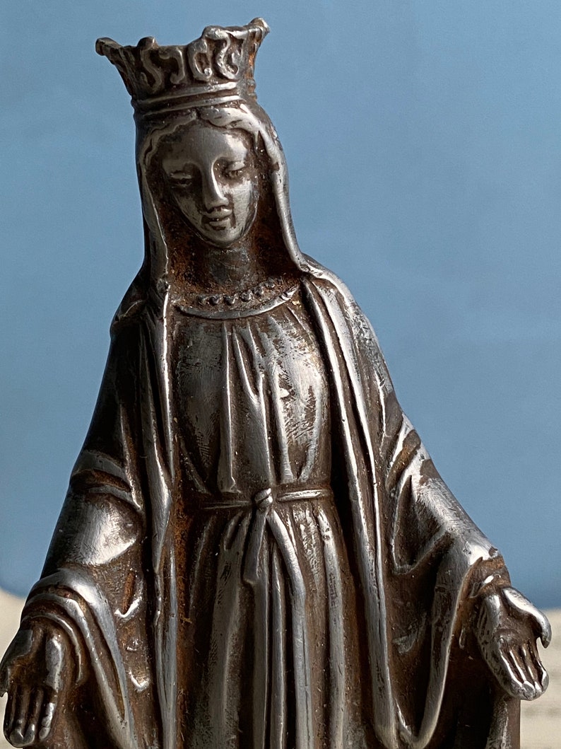 A Vintage French Statue of Our Lady, Virgin Mary, Metal Statue - Etsy