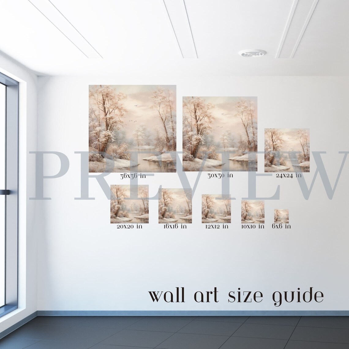 3 Editable Wall Art Size Guide Templates Art Size Guide Square Vertical ...