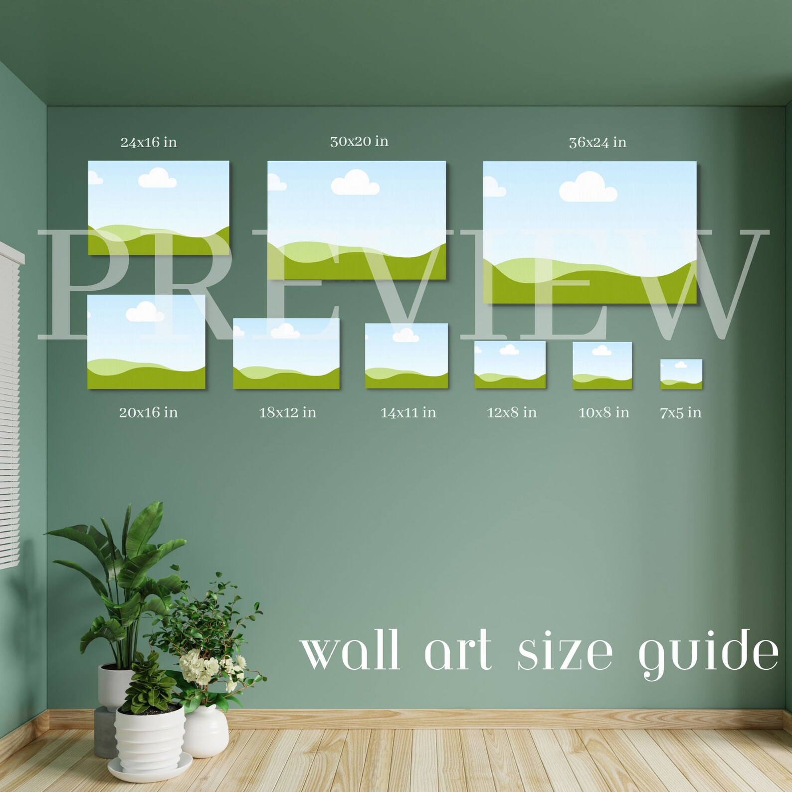 3 Editable Wall Art Size Guide Templates Art Size Guide Square Vertical ...