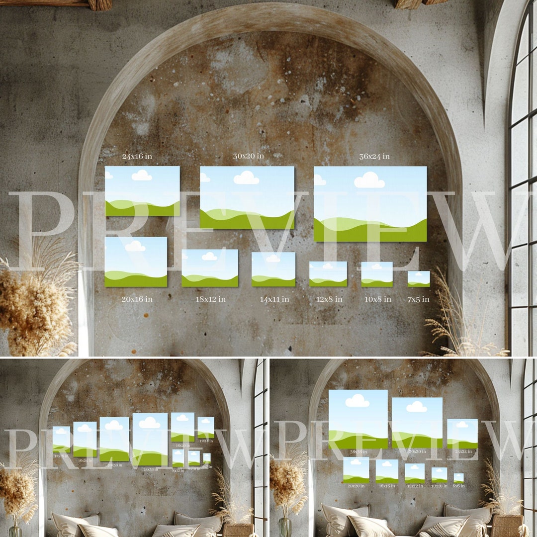 3 Editable Wall Art Size Guide Templates Art Size Guide Square Vertical ...