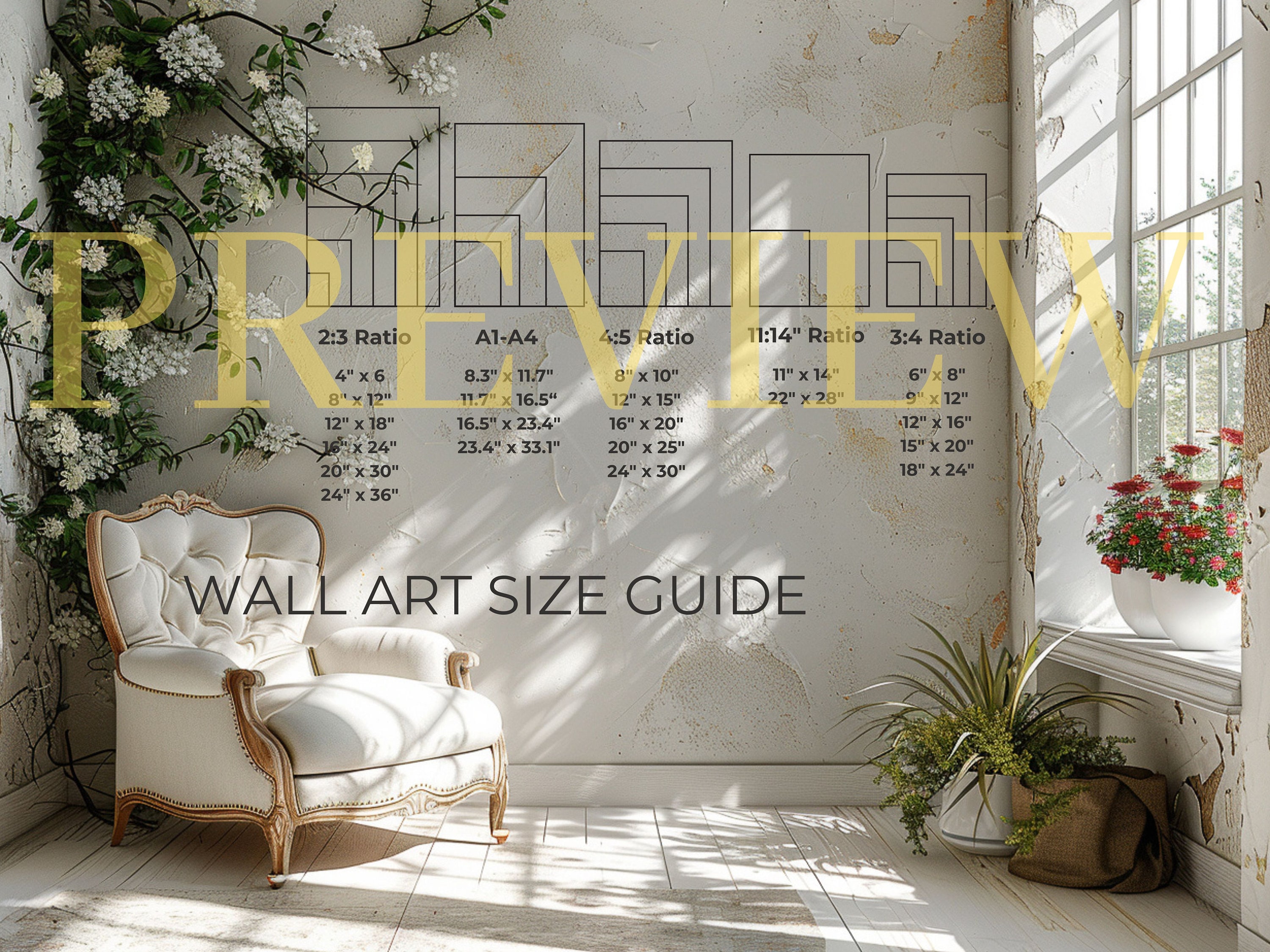 Wall Art Size Guide Vertical Print Size Guide Wall Art Ratio Guide ...