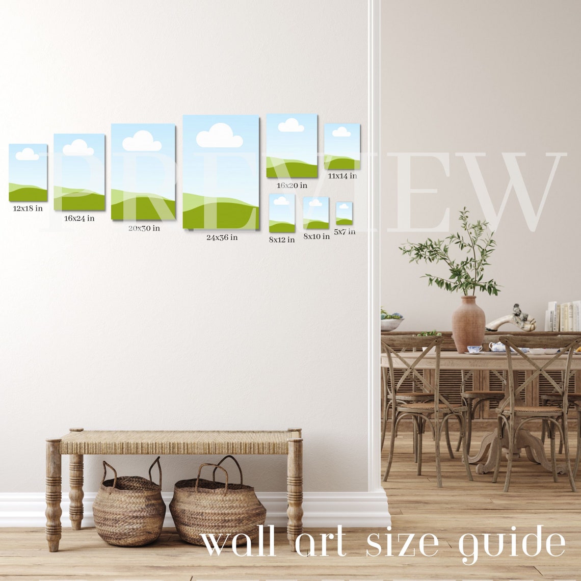 3 Editable Wall Art Size Guide Templates Art Size Guide Square Vertical ...