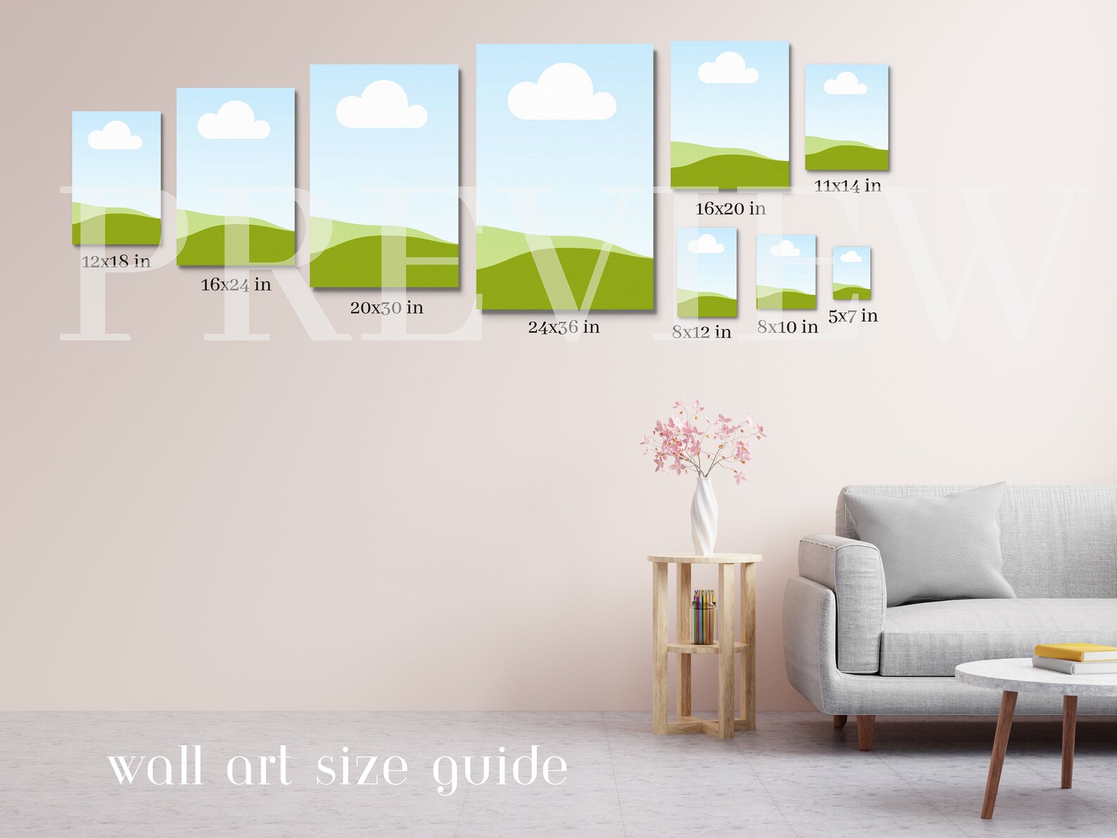 3 Editable Wall Art Size Guide Templates Art Size Guide Square Vertical ...