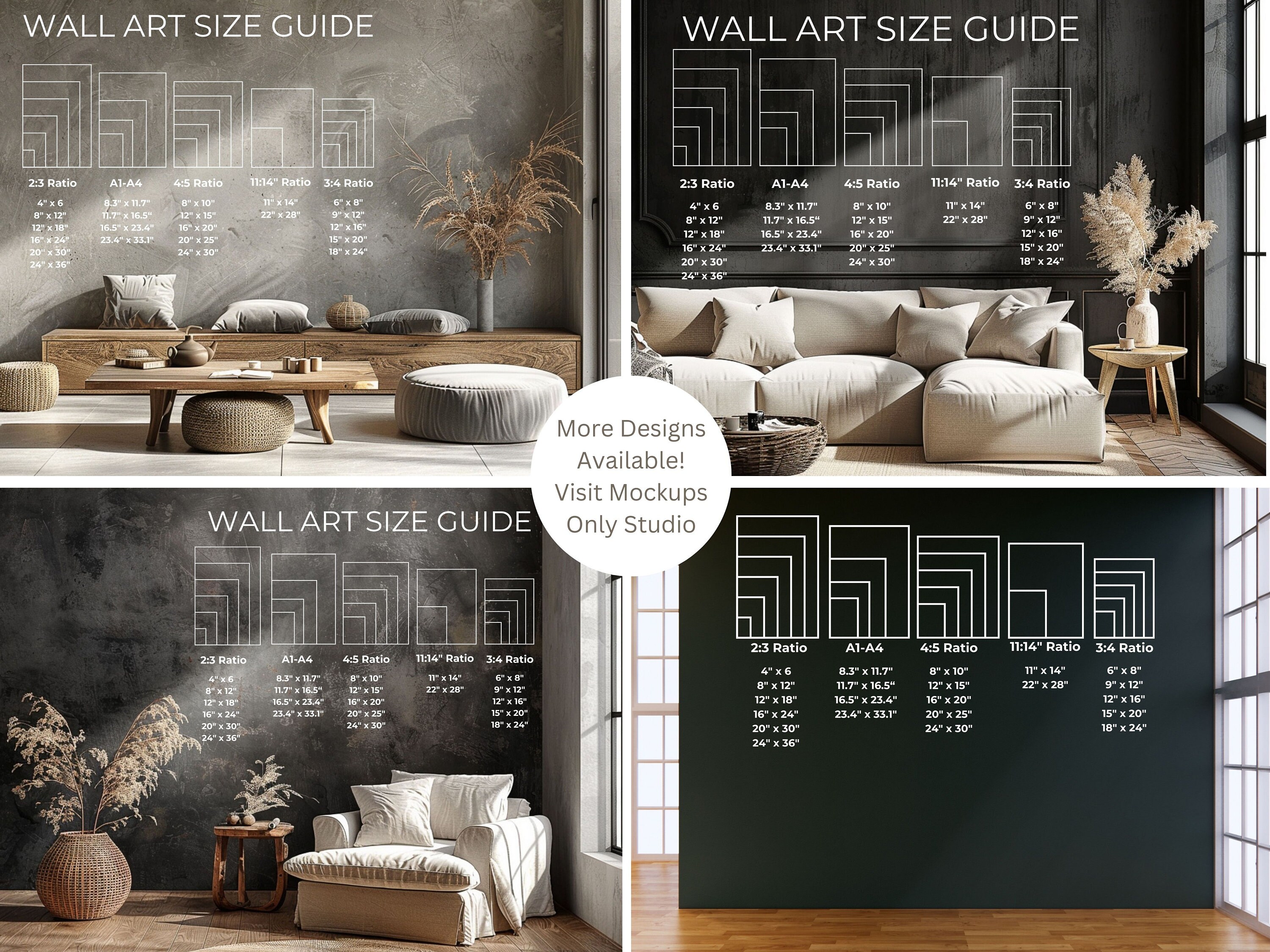 Wall Art Size Guide Vertical Print Size Guide Wall Art Ratio Guide ...