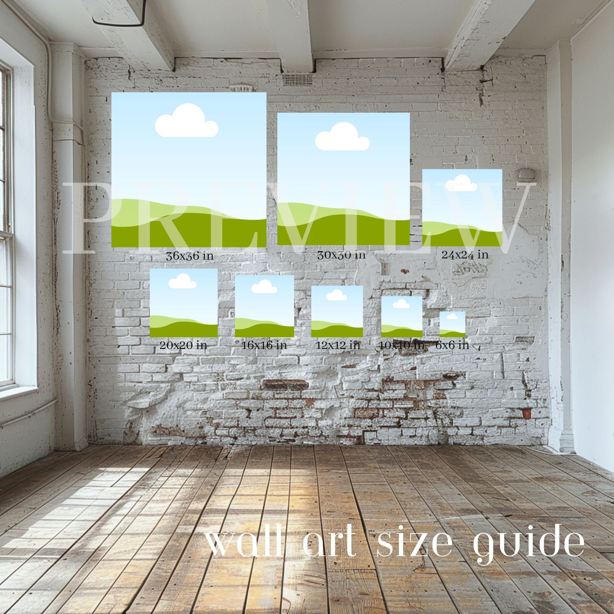 3 Editable Wall Art Size Guide Templates Art Size Guide Square Vertical ...