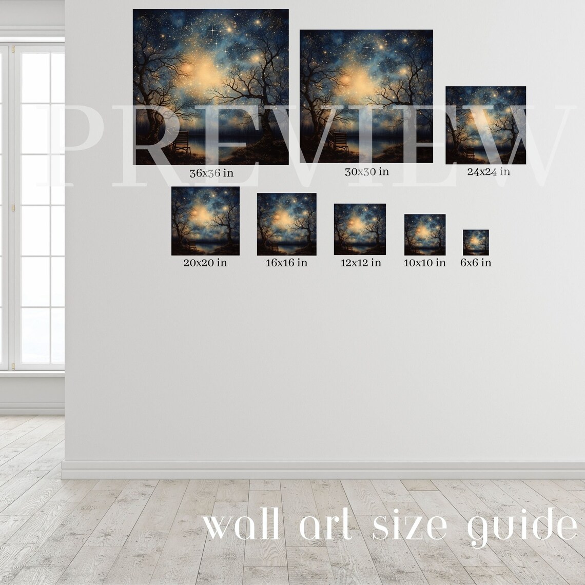 3 Editable Wall Art Size Guide Templates Art Size Guide Square Vertical ...