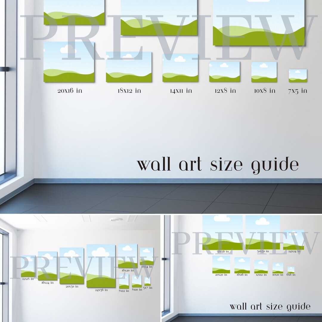 3 Editable Wall Art Size Guide Templates Art Size Guide Square Vertical ...