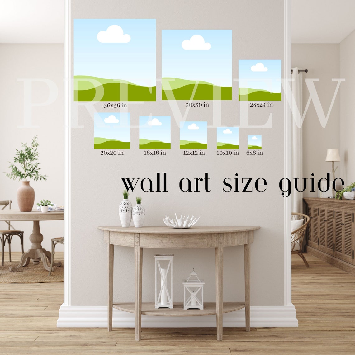 3 Editable Wall Art Size Guide Templates Art Size Guide Square Vertical ...