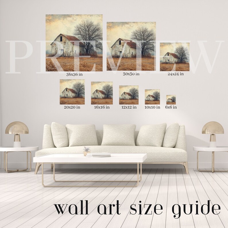 Wall Art Size Guide Template: Square, Vertical, Horizontal (canva Pro ...