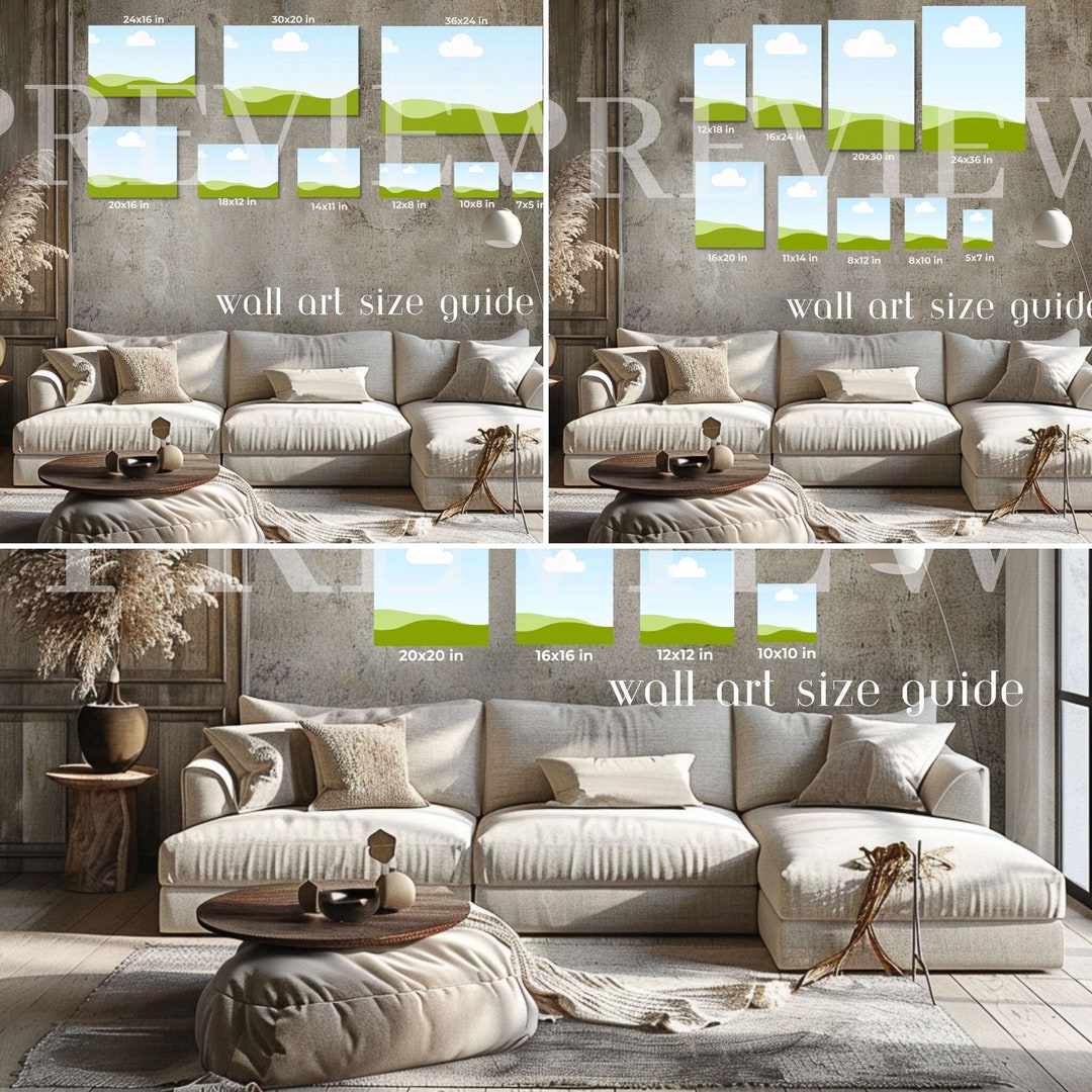 3 Editable Wall Art Size Guide Templates Art Size Guide Square Vertical ...
