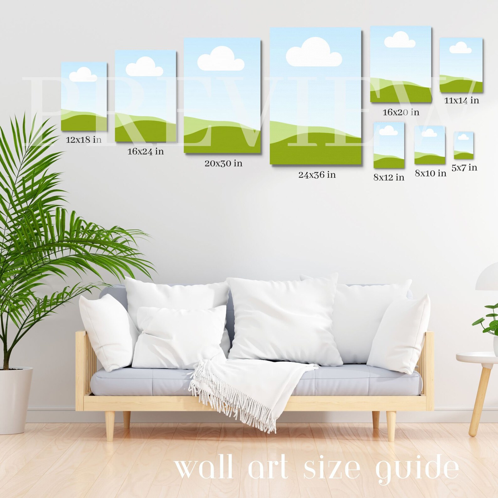 3 Editable Wall Art Size Guide Templates Art Size Guide Square Vertical ...
