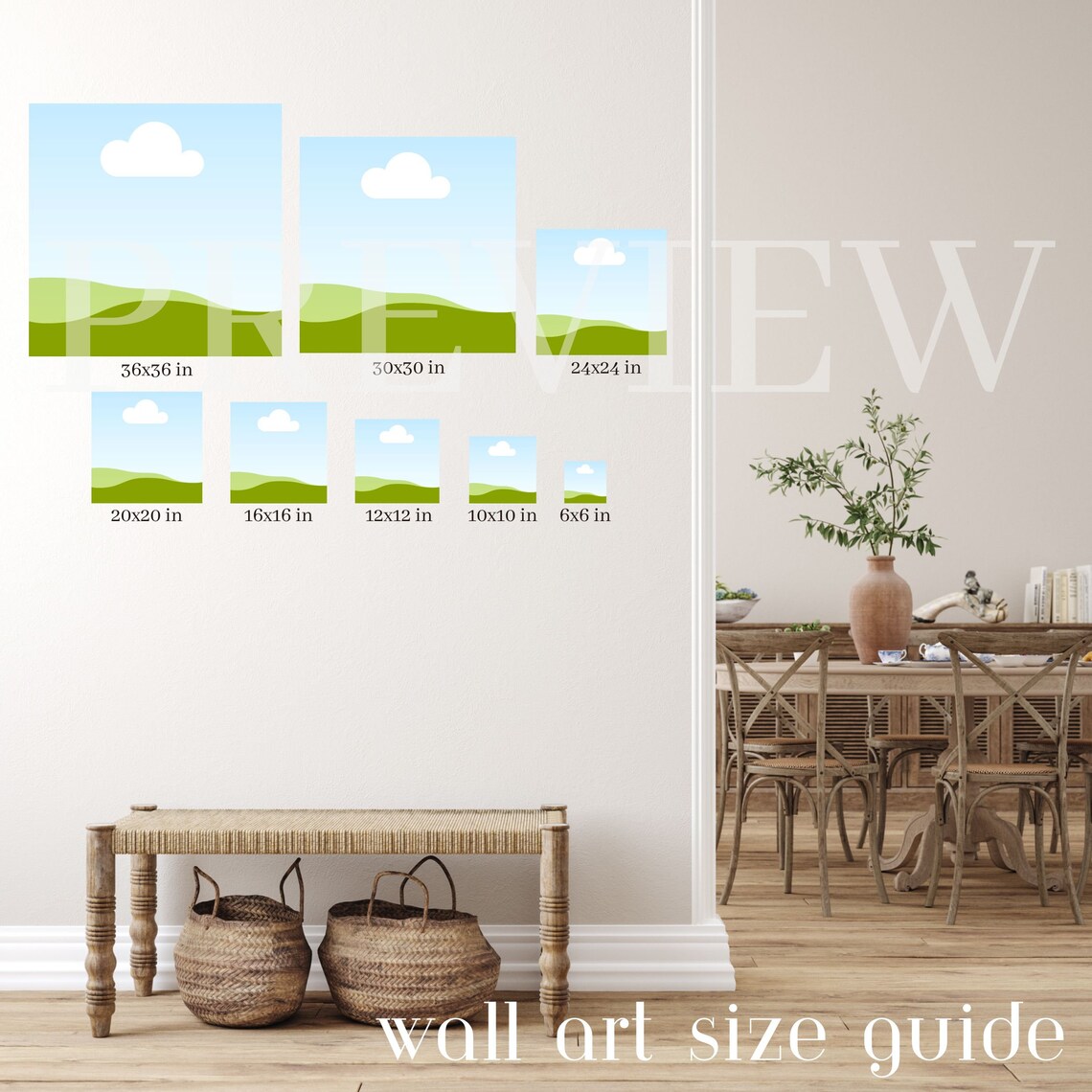 3 Editable Wall Art Size Guide Templates Art Size Guide Square Vertical ...