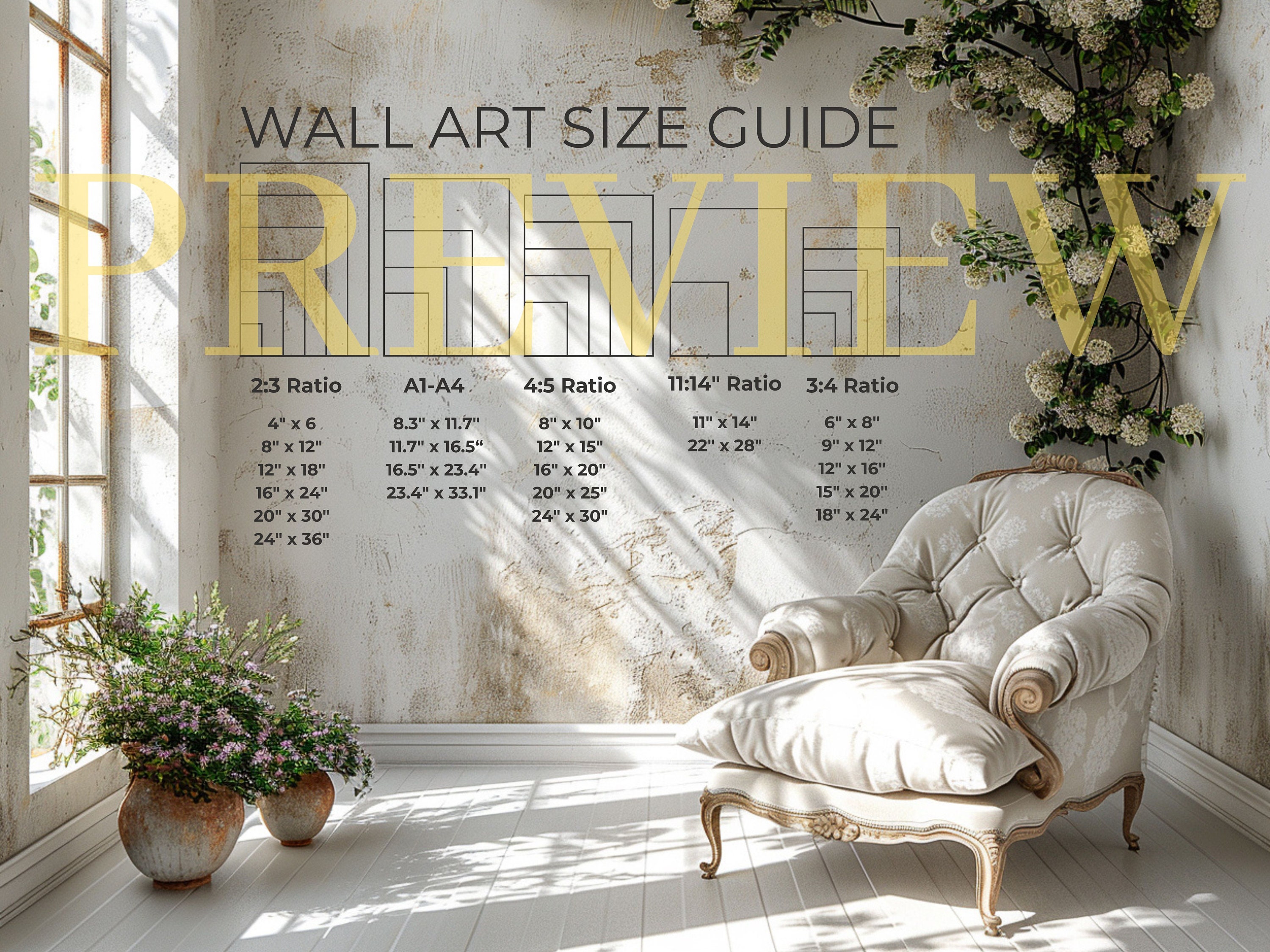 Wall Art Size Guide Vertical Print Size Guide Wall Art Ratio Guide ...