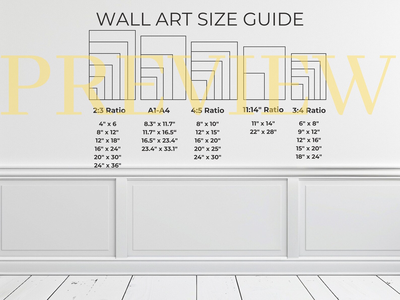 Wall Art Size Guide Vertical Print Size Guide Wall Art Ratio Guide ...