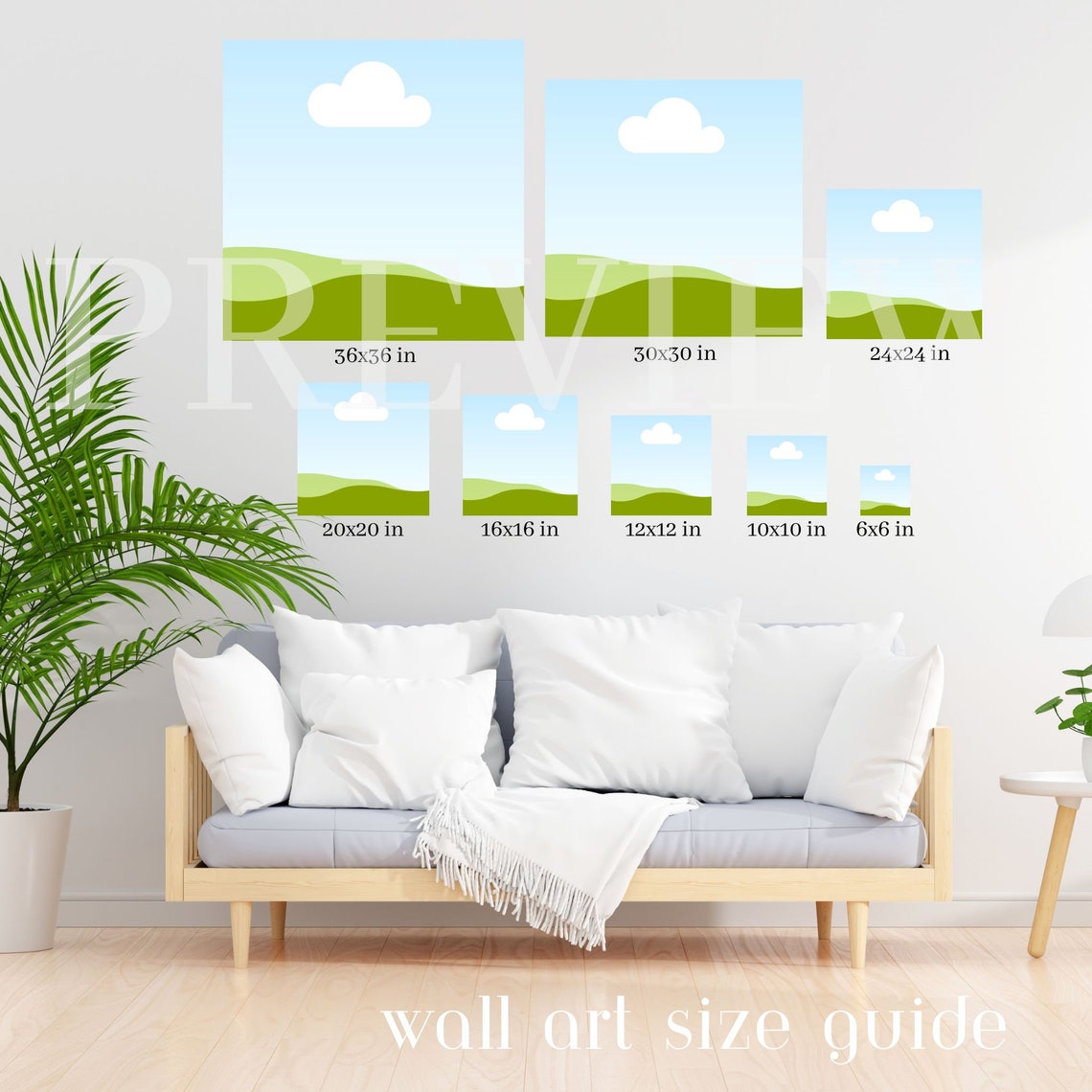 3 Editable Wall Art Size Guide Templates Art Size Guide Square Vertical ...