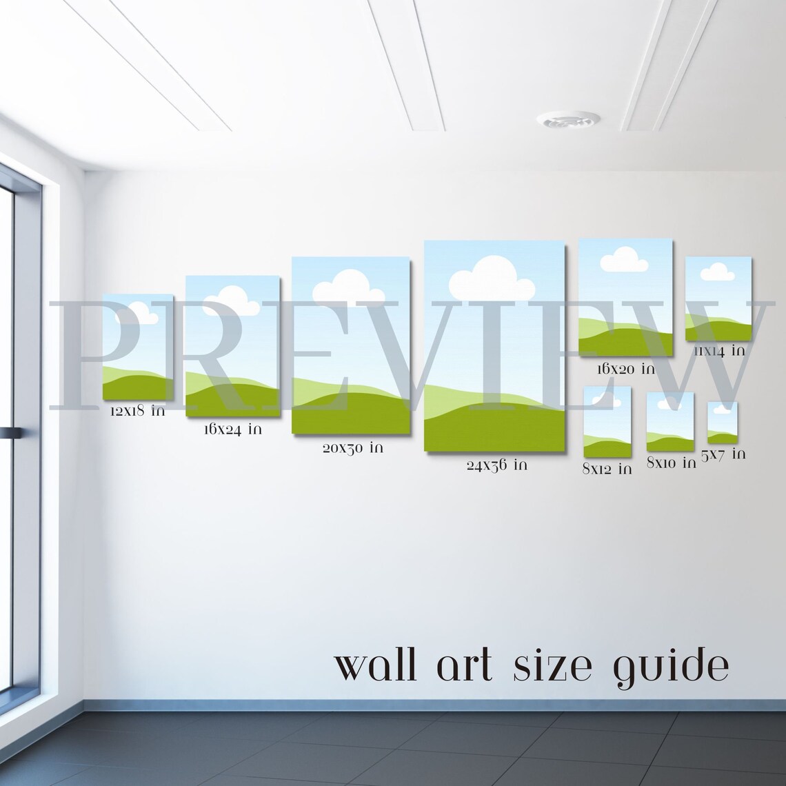 3 Editable Wall Art Size Guide Templates Art Size Guide Square Vertical ...