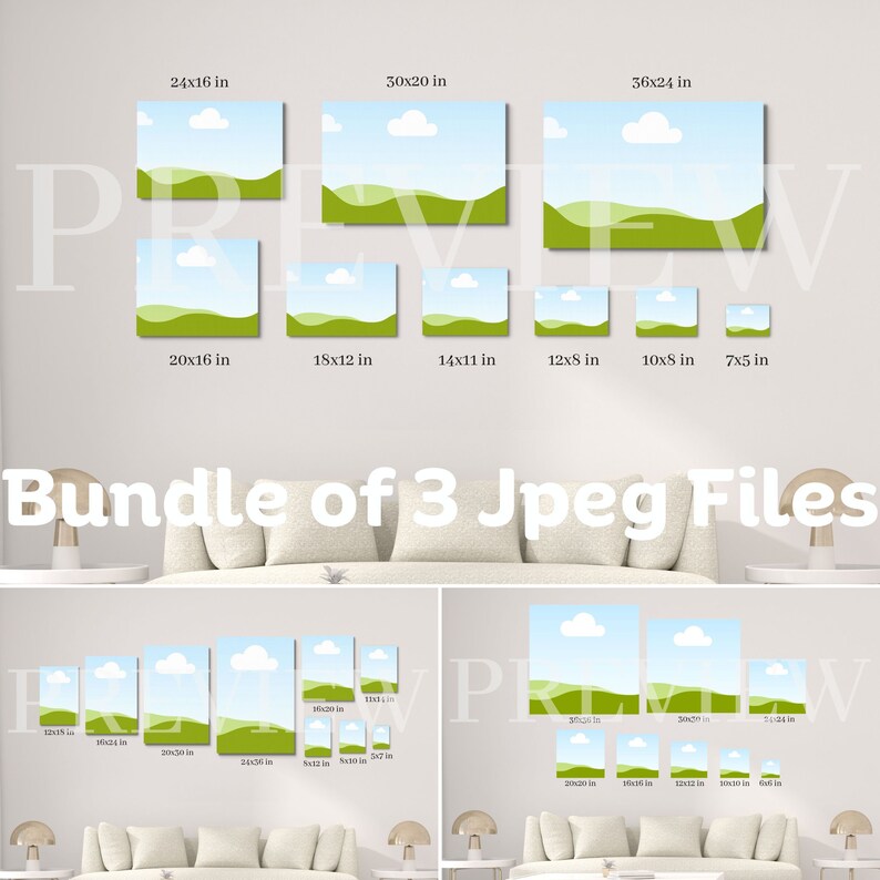 Wall Art Size Guide Template: Square, Vertical, Horizontal (canva Pro ...