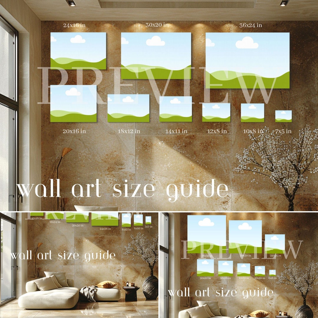 3 Editable Wall Art Size Guide Templates Art Size Guide Square Vertical ...
