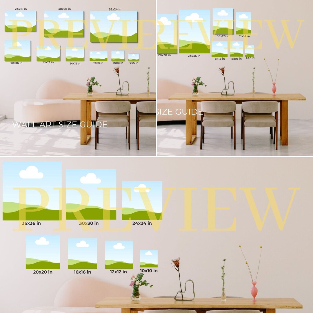 3 Editable Wall Art Size Guide Templates Art Size Guide Square Vertical ...