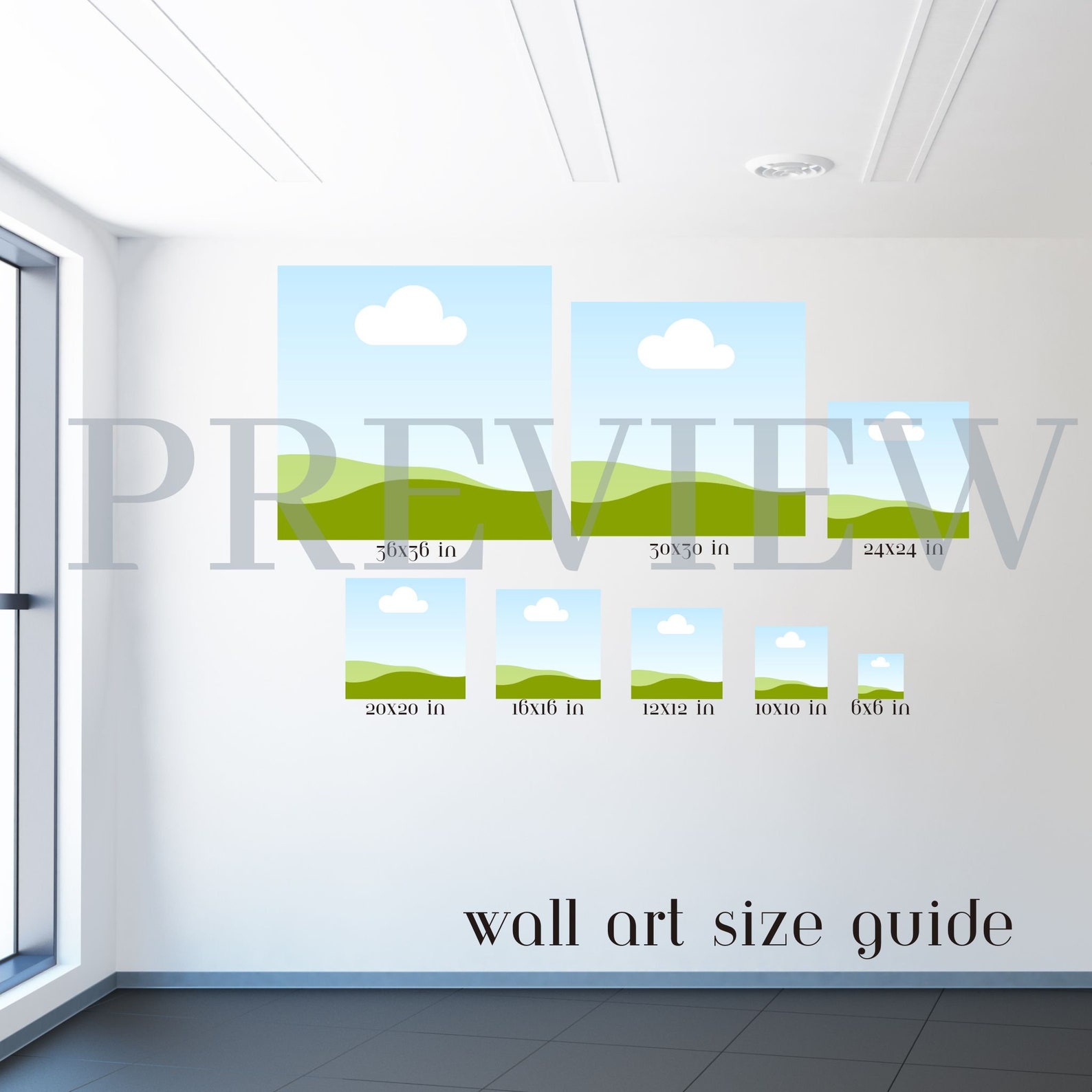 3 Editable Wall Art Size Guide Templates Art Size Guide Square Vertical ...