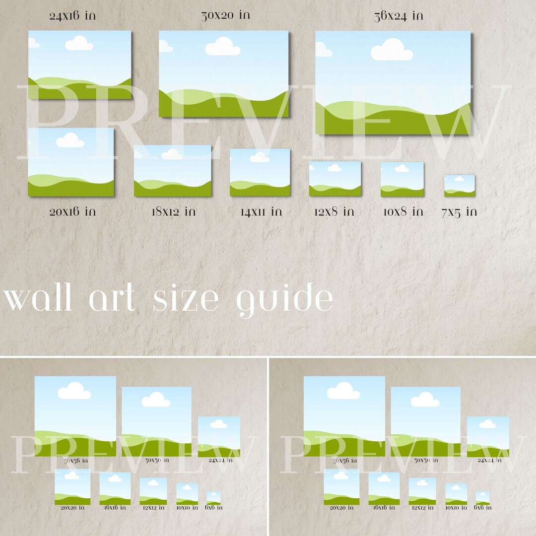 3 Editable Wall Art Size Guide Templates Art Size Guide Square Vertical ...