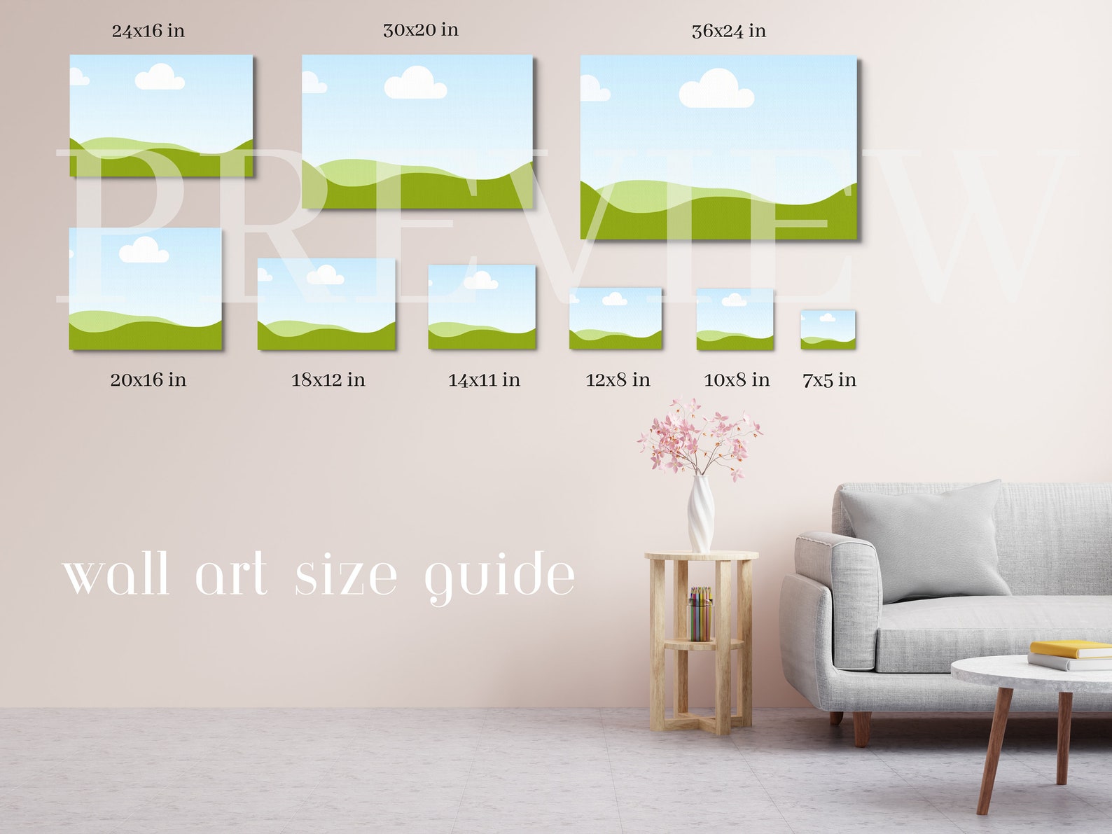 3 Editable Wall Art Size Guide Templates Art Size Guide Square Vertical ...