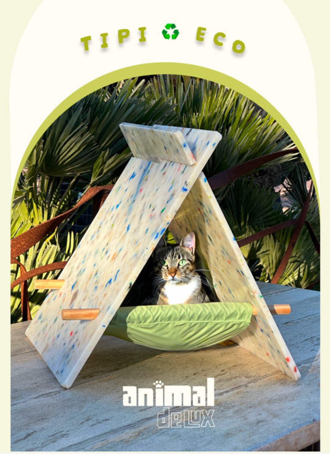 Recycled Plastic Modern Cat Teepee Pet House With Hammock | Eco Cat Bed ...