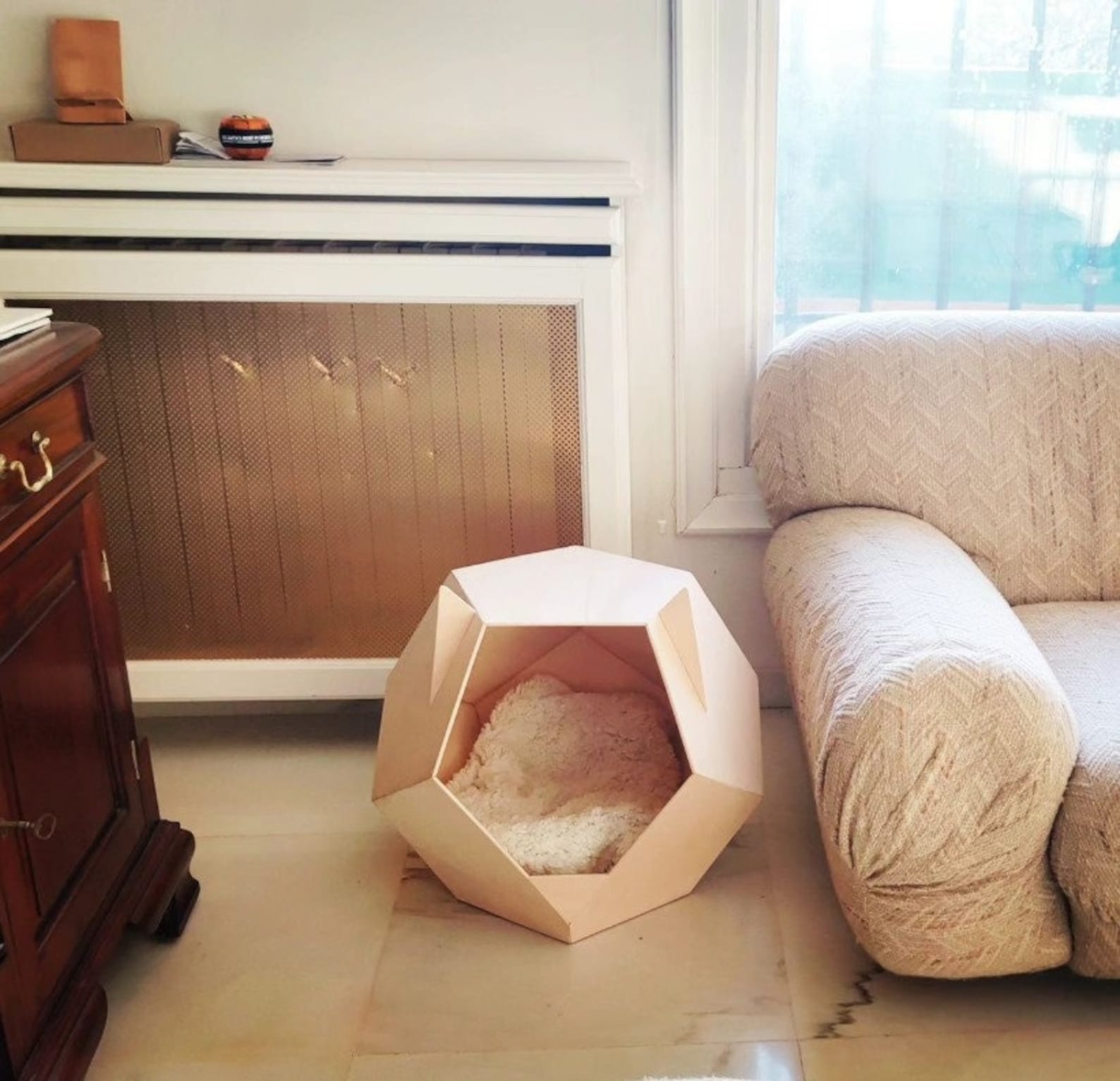 Minou Dodecahedron Cat House | Modern Wooden Pet House Bed ...