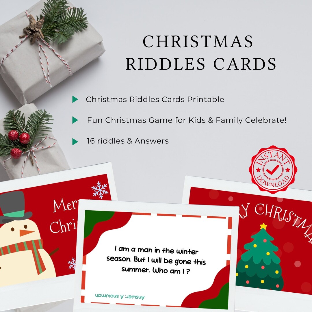Christmas Riddles Cards for Kids or Family Christmas Parties - Etsy