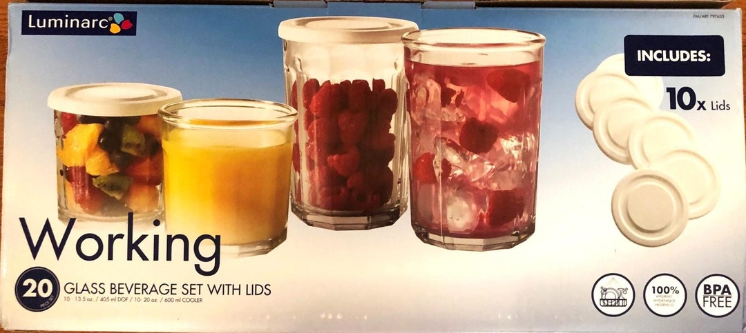 Luminarc Working 20 Glass Set With Lids - Brand New in Box - Etsy