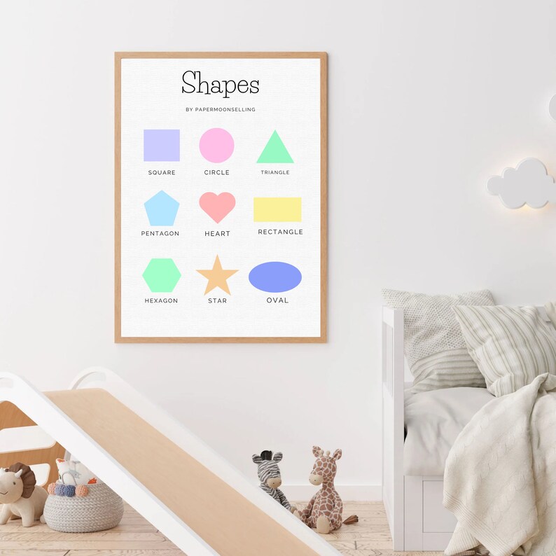 9 Rainbow Shapes, Montessori Materials, Printable, Shapes Wall Art ...