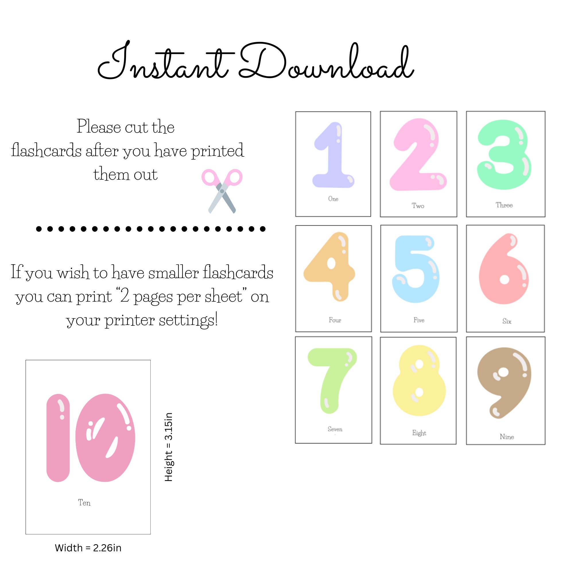 Number Flashcards Printable | Preschool | Montessori | Counting ...