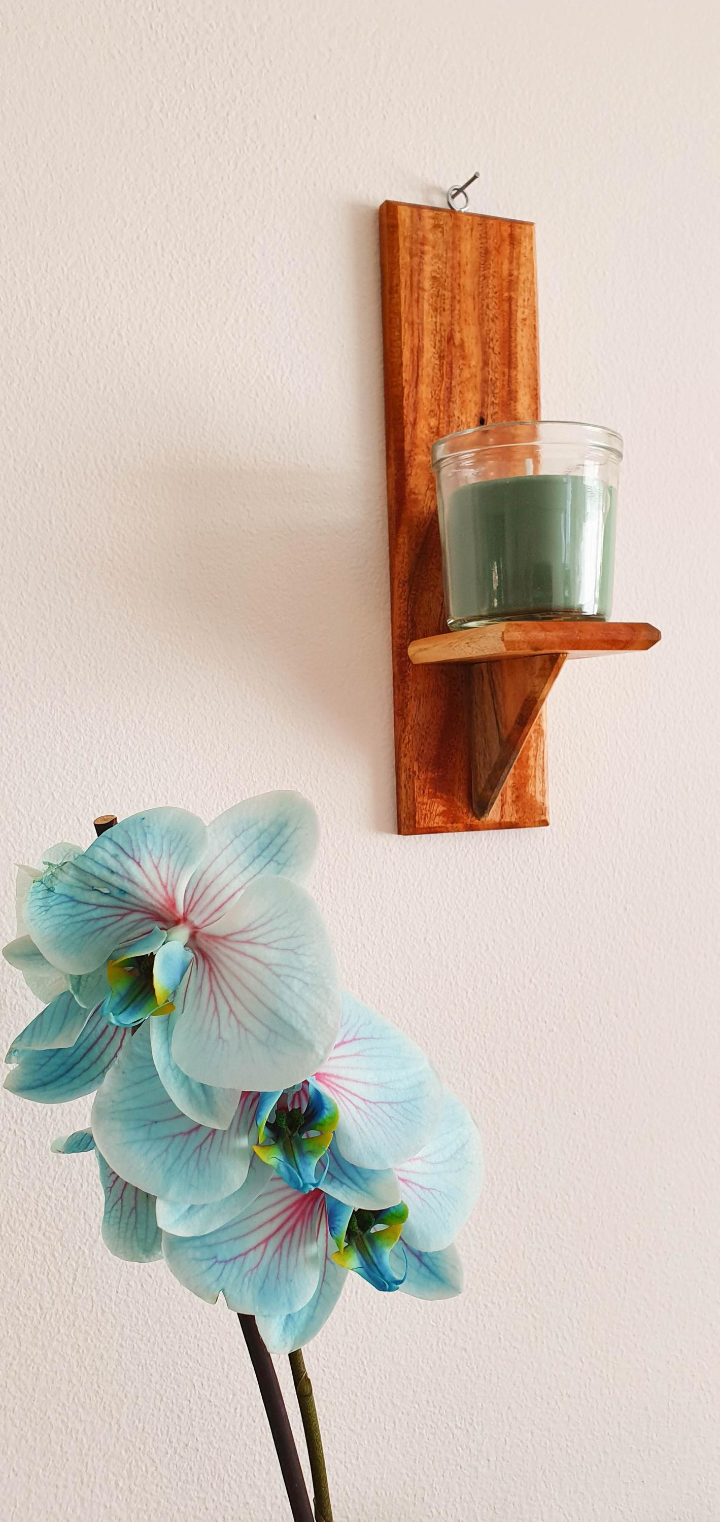 Candle Holder Solid Oak Wood Floating Shelf Small Tealight Wall Sconces ...