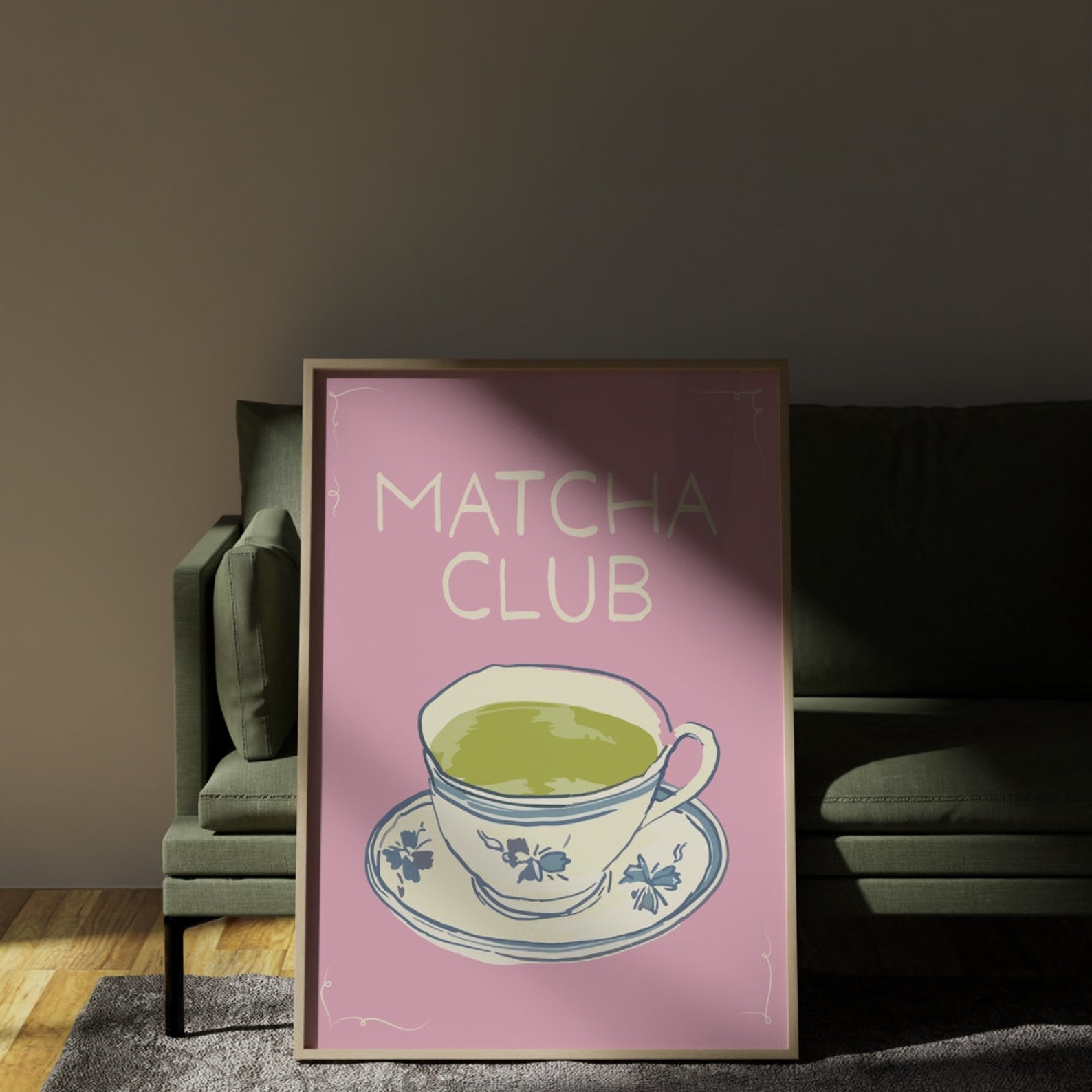 Kitchen Prints - Pink Matcha Club Poster - Funky Prints - Hand ...