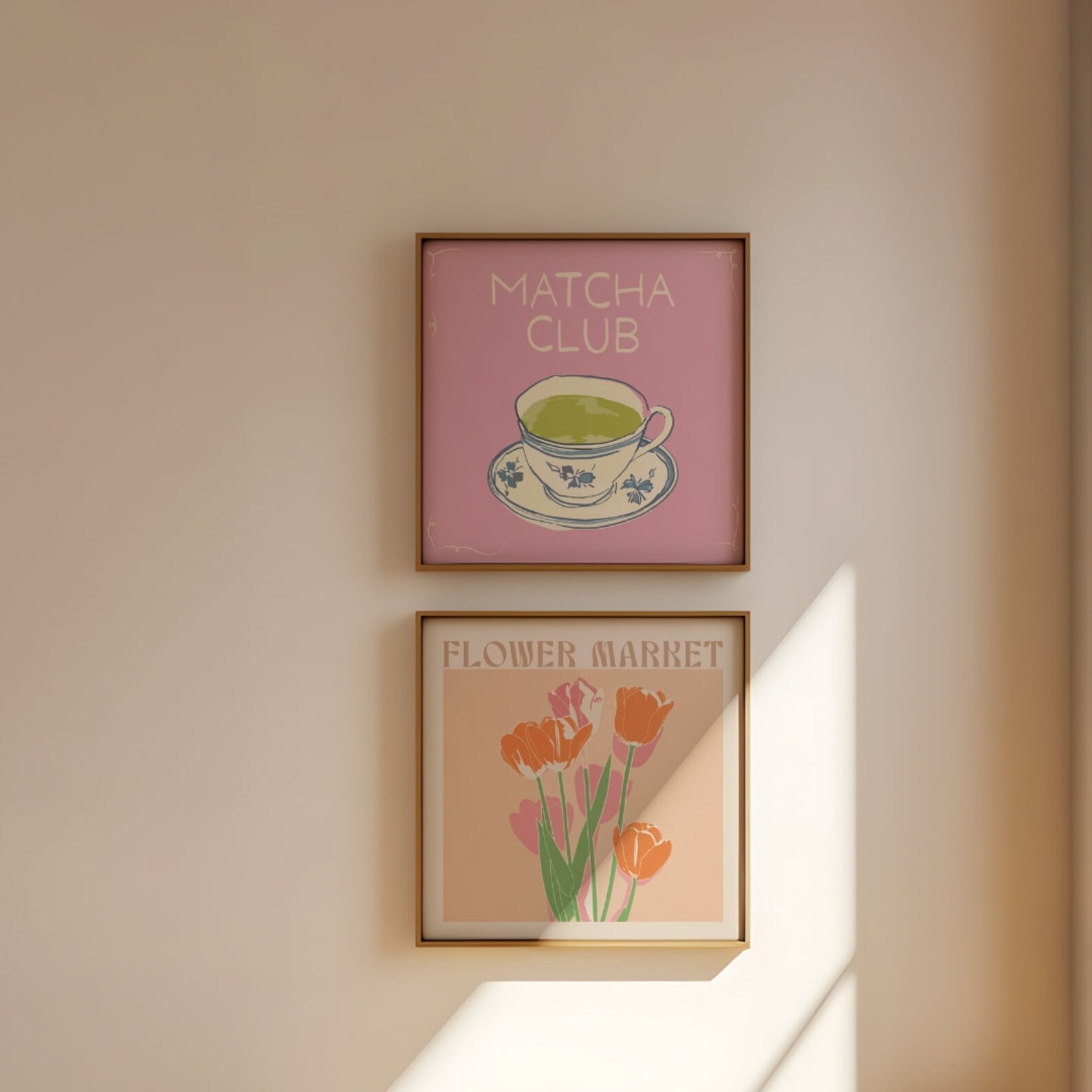 Kitchen Prints - Pink Matcha Club Poster - Funky Prints - Hand ...