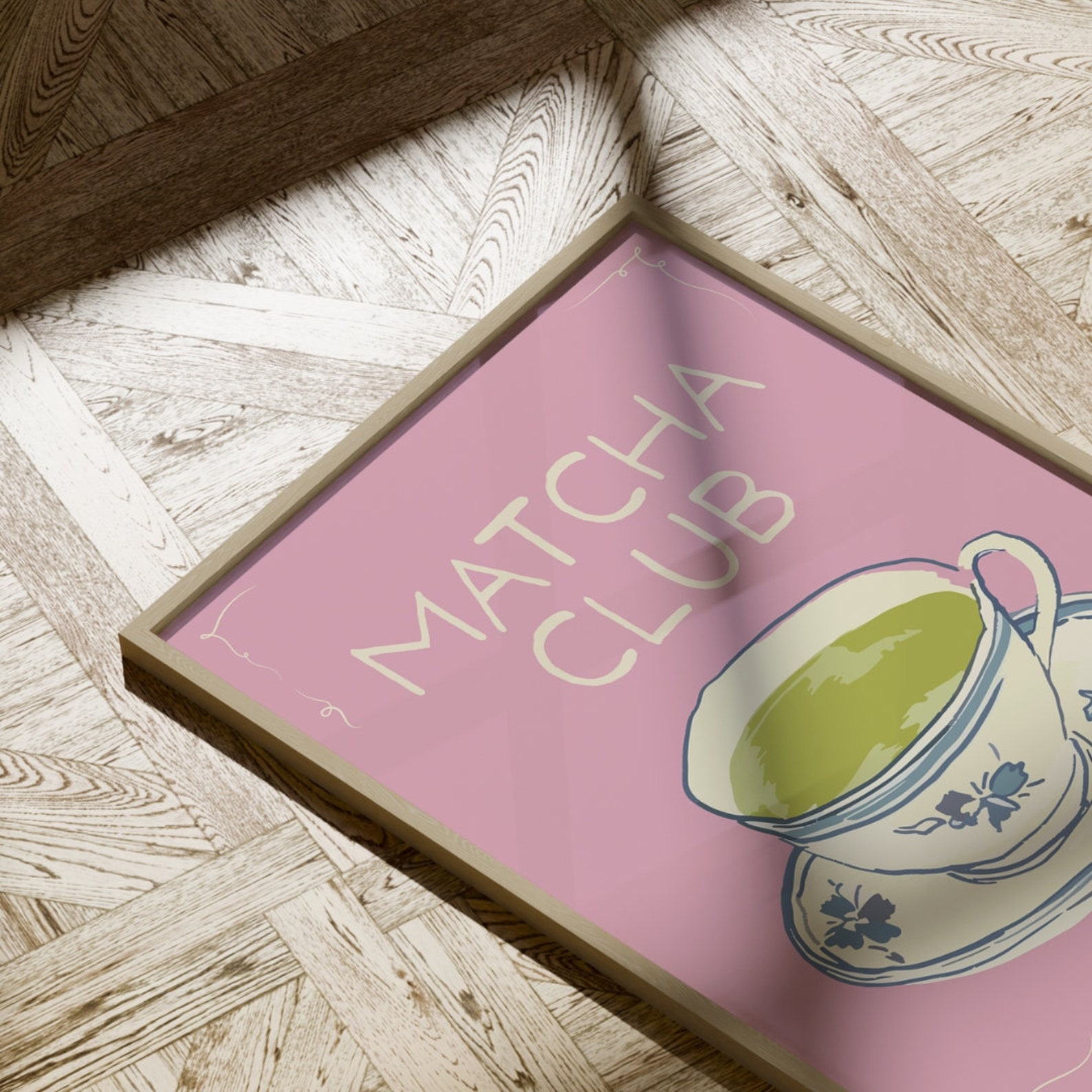 Kitchen Prints - Pink Matcha Club Poster - Funky Prints - Hand ...